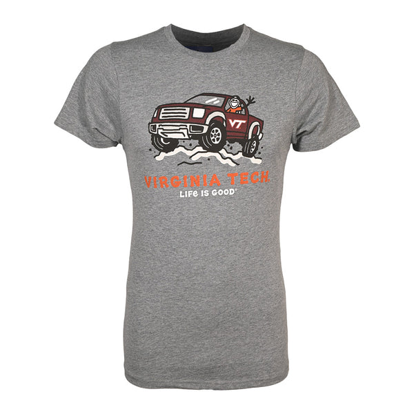 Virginia Tech Life Is Good Off Road T-shirt: Heather Grey – Campus Emporium