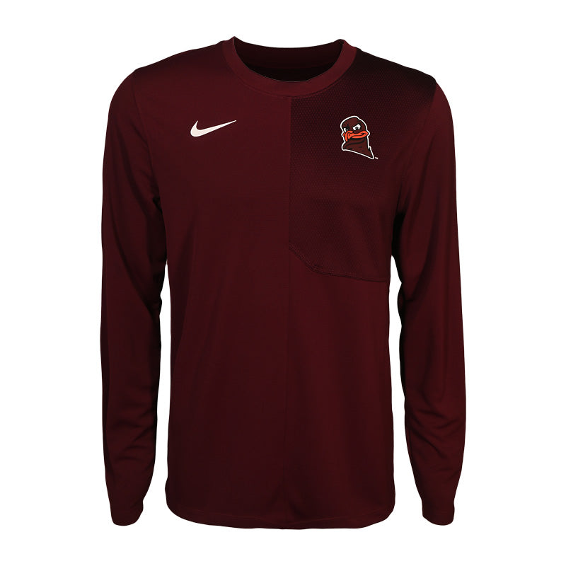 Virginia Tech Men's 2025 Dri-FIT UV Coaches Long-Sleeved Top: Maroon b ...