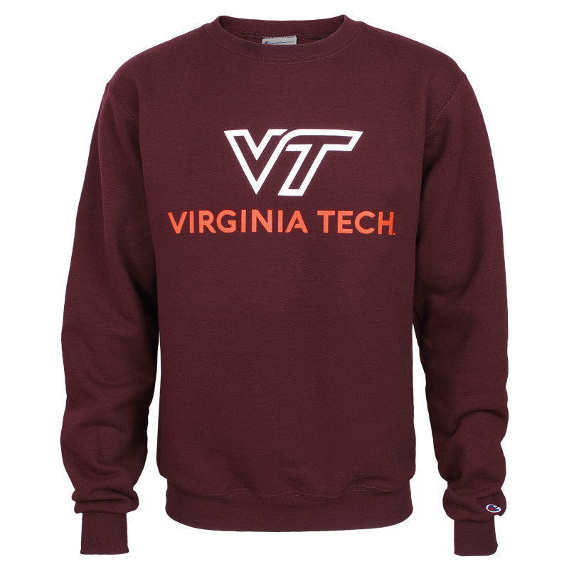 Virginia Tech University Logo Crew Sweatshirt: Maroon by Champion ...