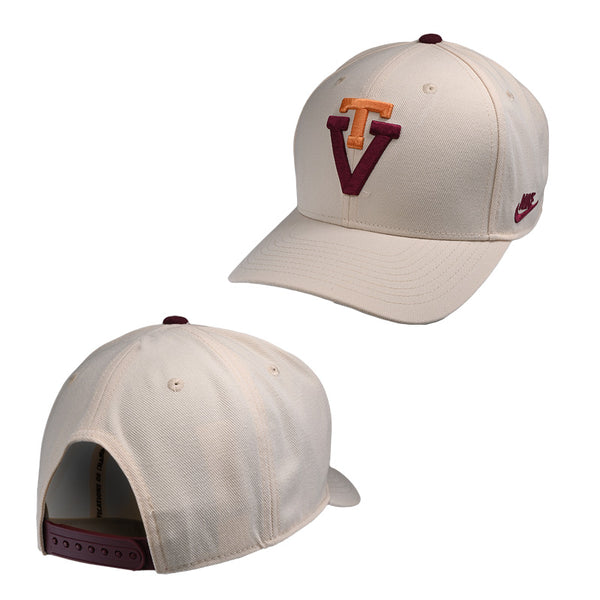 Virginia Tech Vault Logo Structured Hat: Natural by Nike – Campus Emporium