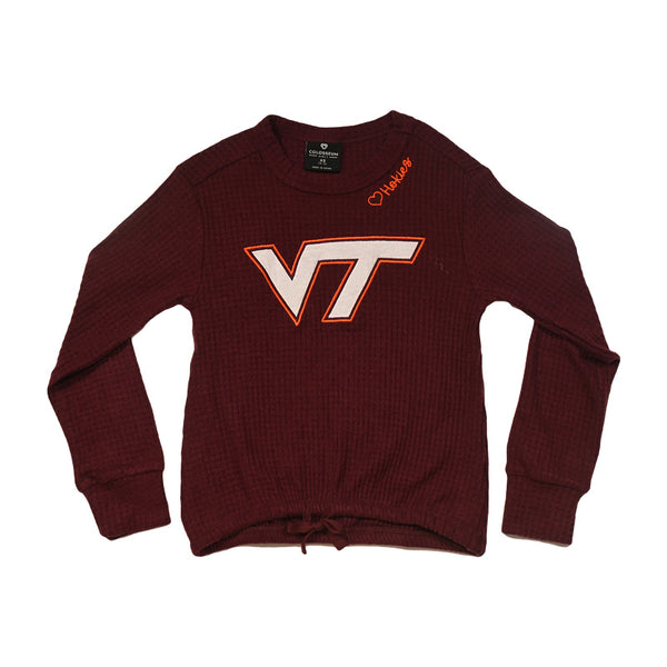 Virginia Tech Youth Girls' Beautopia Waffle Long-Sleeved T-Shirt ...