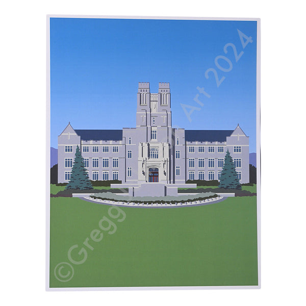 Burruss Hall Print Signature Building Art by Gregg Johnson – Campus ...