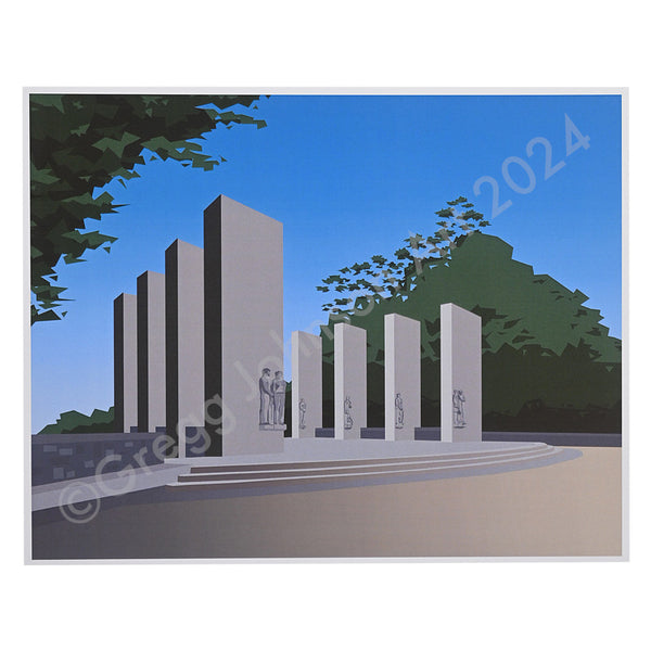 War Memorial in Spring Print Signature Building Art by Gregg Johnson ...
